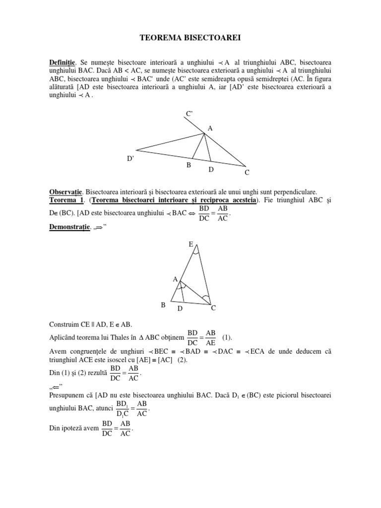 010 Teorema bisectoarei
