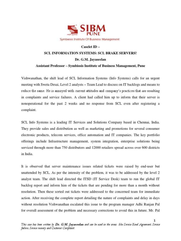 SCL Information Systems | PDF | Service Level Agreement | Economies