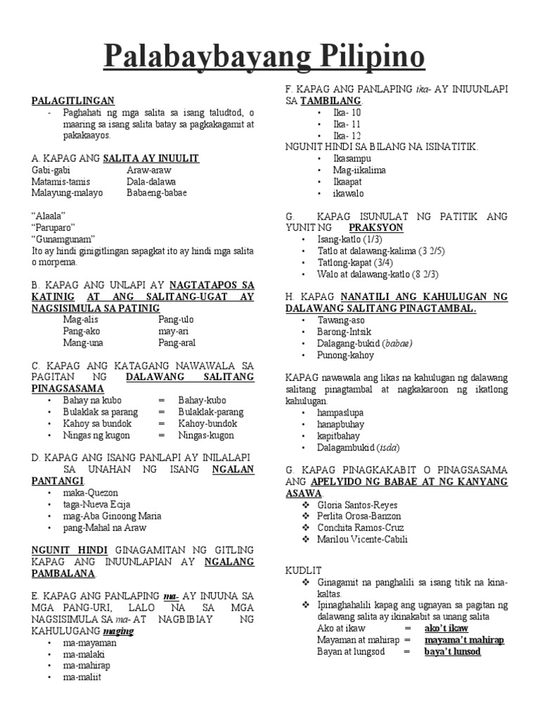 Palabaybayang Filipino | PDF