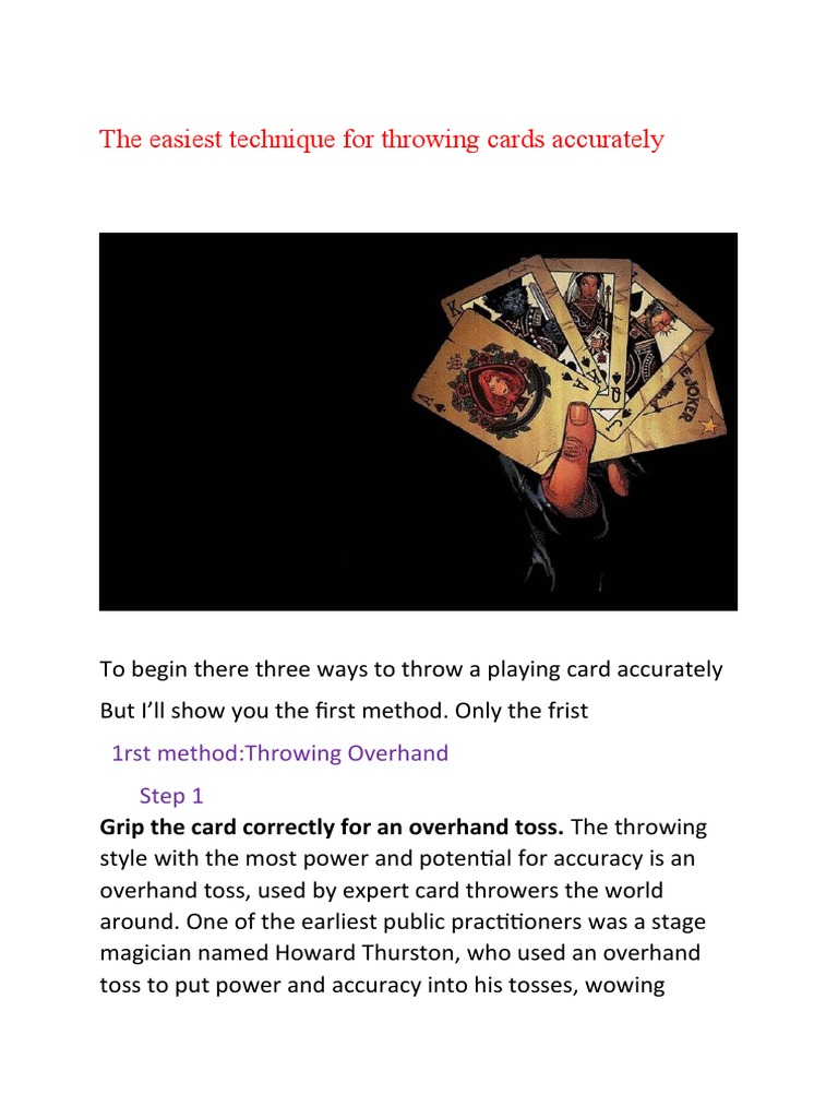 How To Throw Card Fast | PDF | Hand | Sports