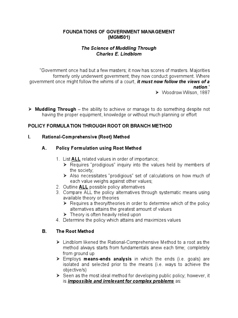 The Science of Muddling Through | PDF | Theory | Value (Ethics)