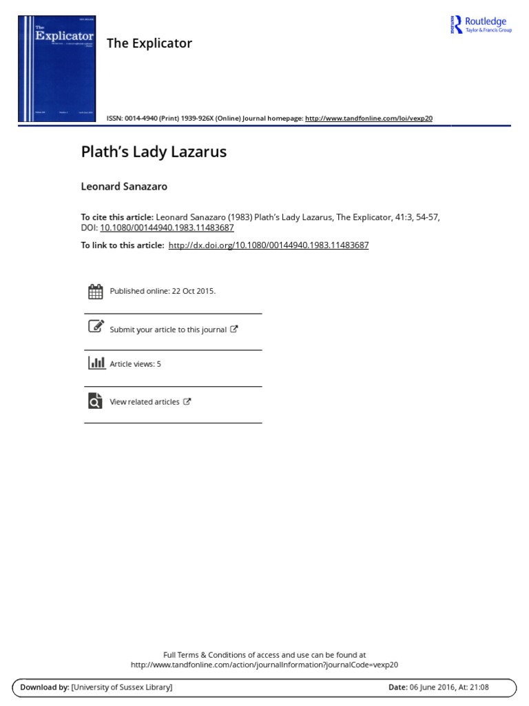 Plath's Lady Lazarus | PDF | Sylvia Plath | Poetry