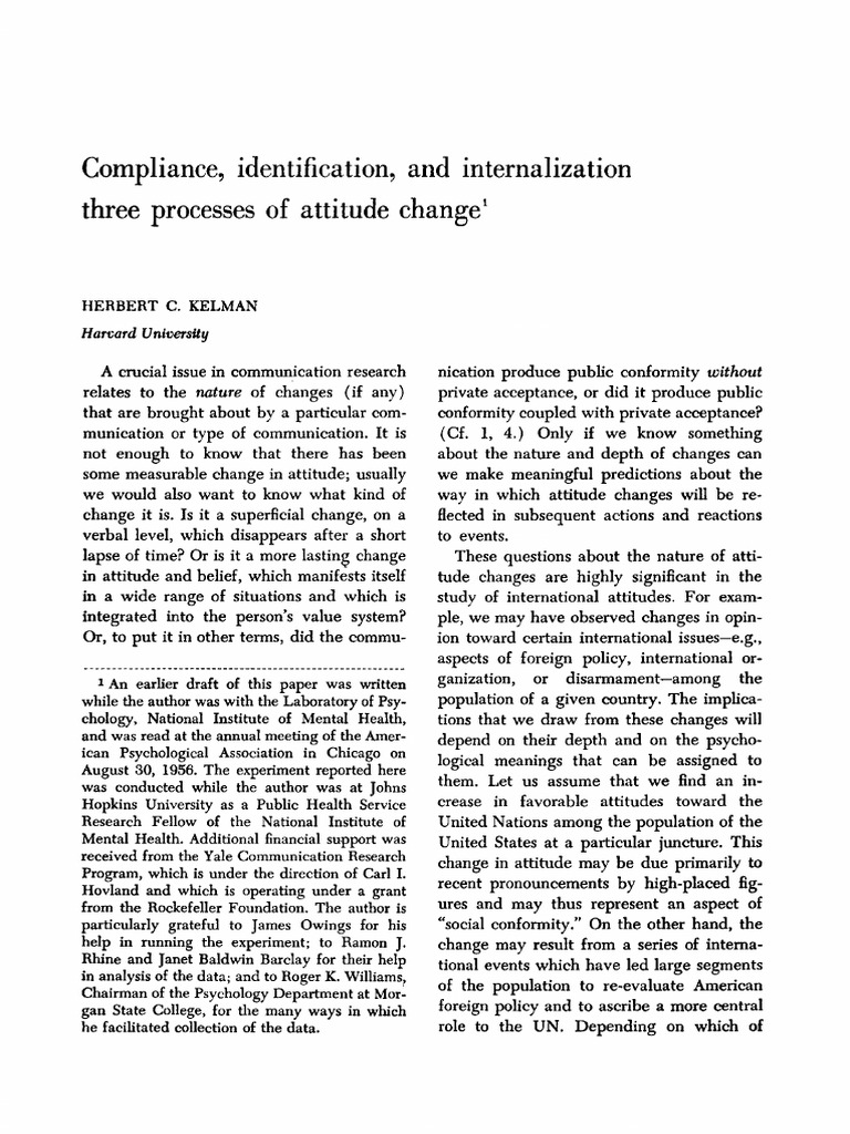 Compliance,: Change | PDF | Attitude (Psychology) | Conformity