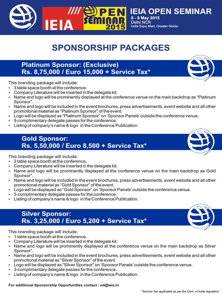 Sponsorship Packages: Ieia Open Seminar | PDF | Communication Design ...