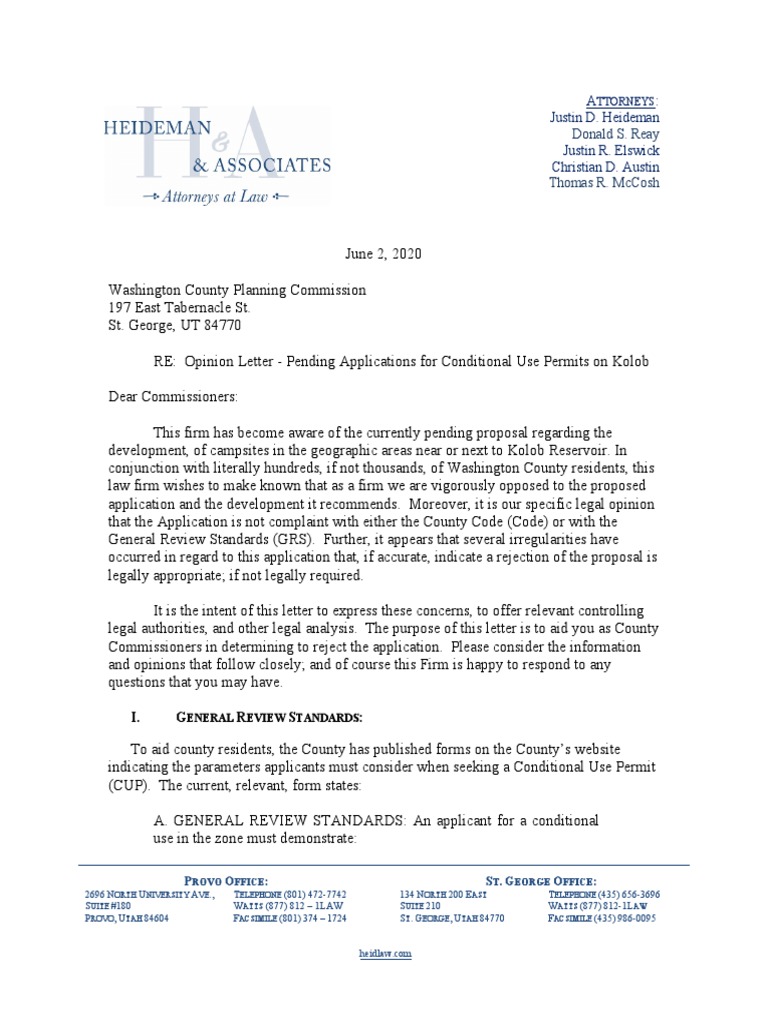 Kolob Opinion Letter PDF | PDF | Traffic | Zoning