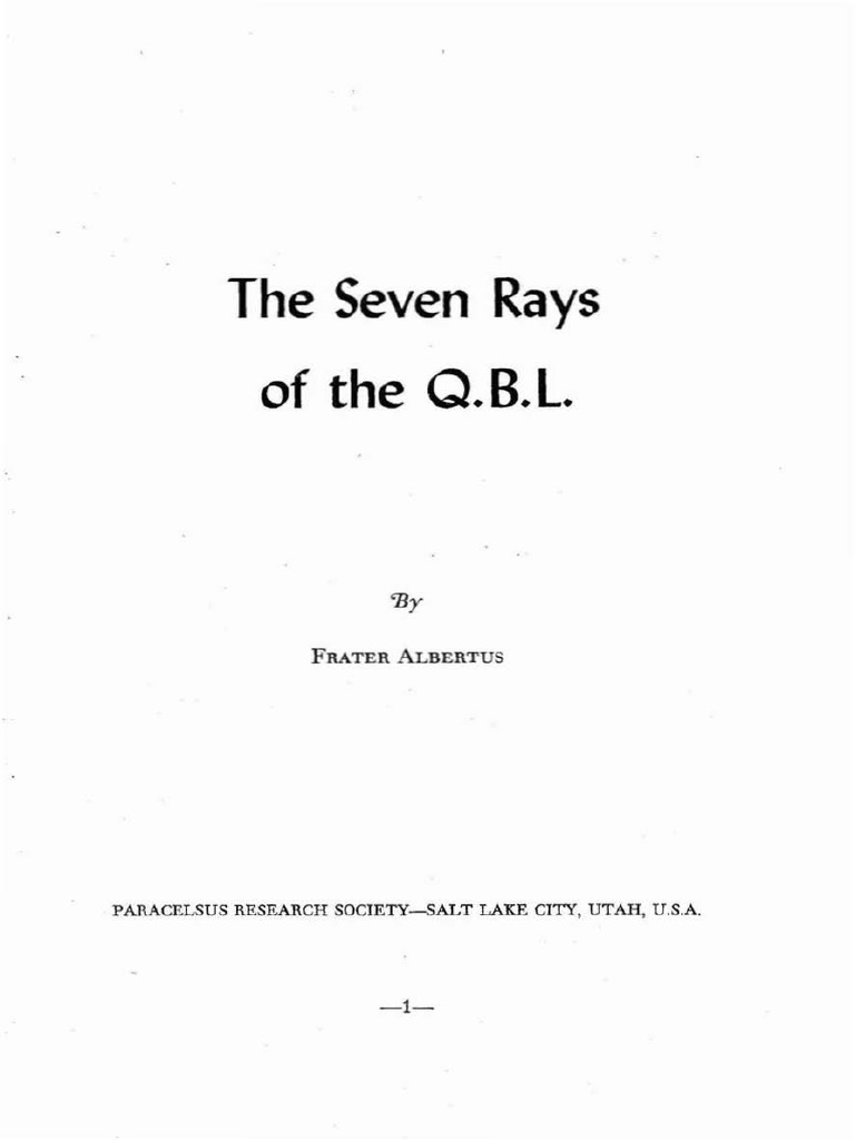 Frater Albertus - The Seven Rays of The QBL PDF | PDF | Pluto | Planets