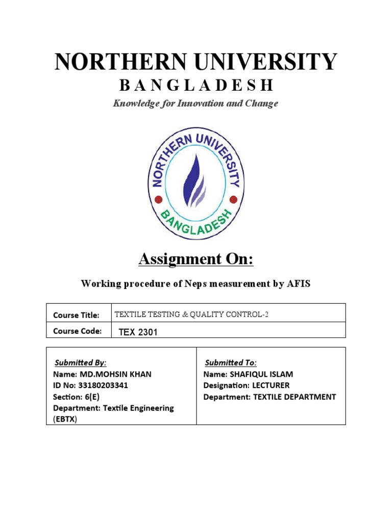 Working Procedure of Neps Measurement by AFIS | PDF