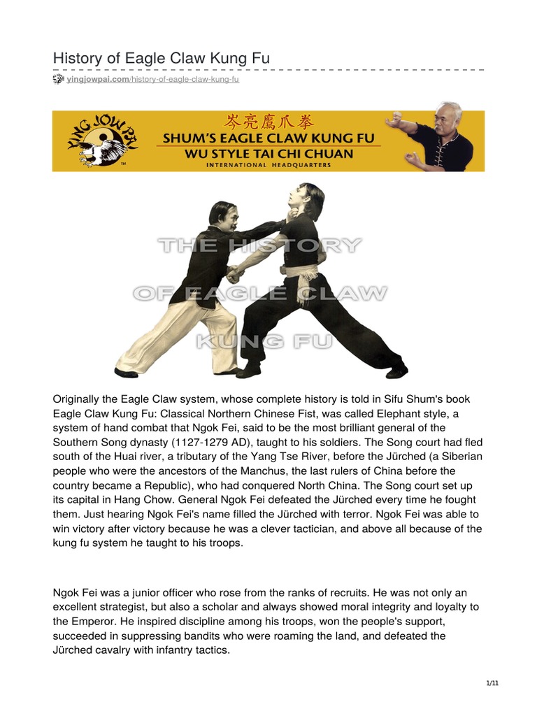 History of Eagle Claw Kung Fu | PDF | Chinese Martial Arts | East Asian ...