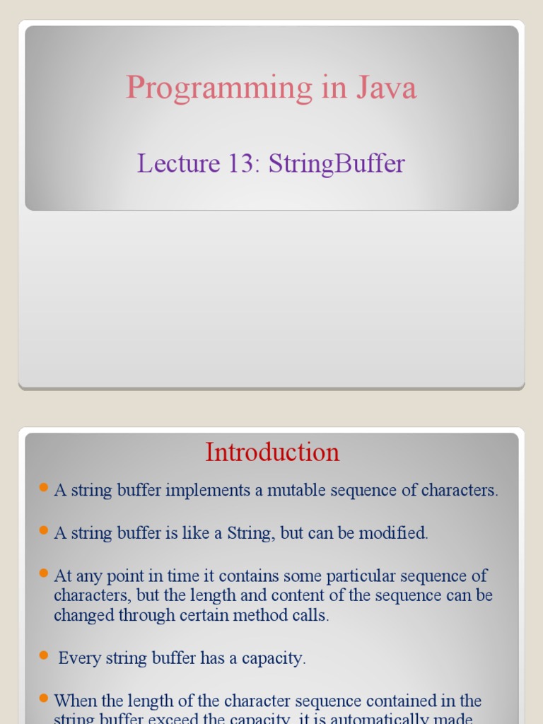 String Buffer | PDF | String (Computer Science) | Computer Science String Buffer | PDF | String (Computer Science) | Computer Science