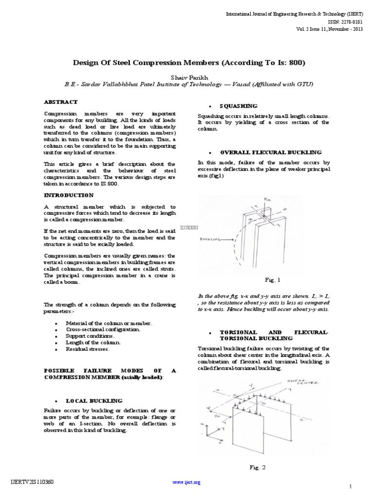 Design of Steel Compression Members (According To Is: 800) | PDF | Buckling | Column