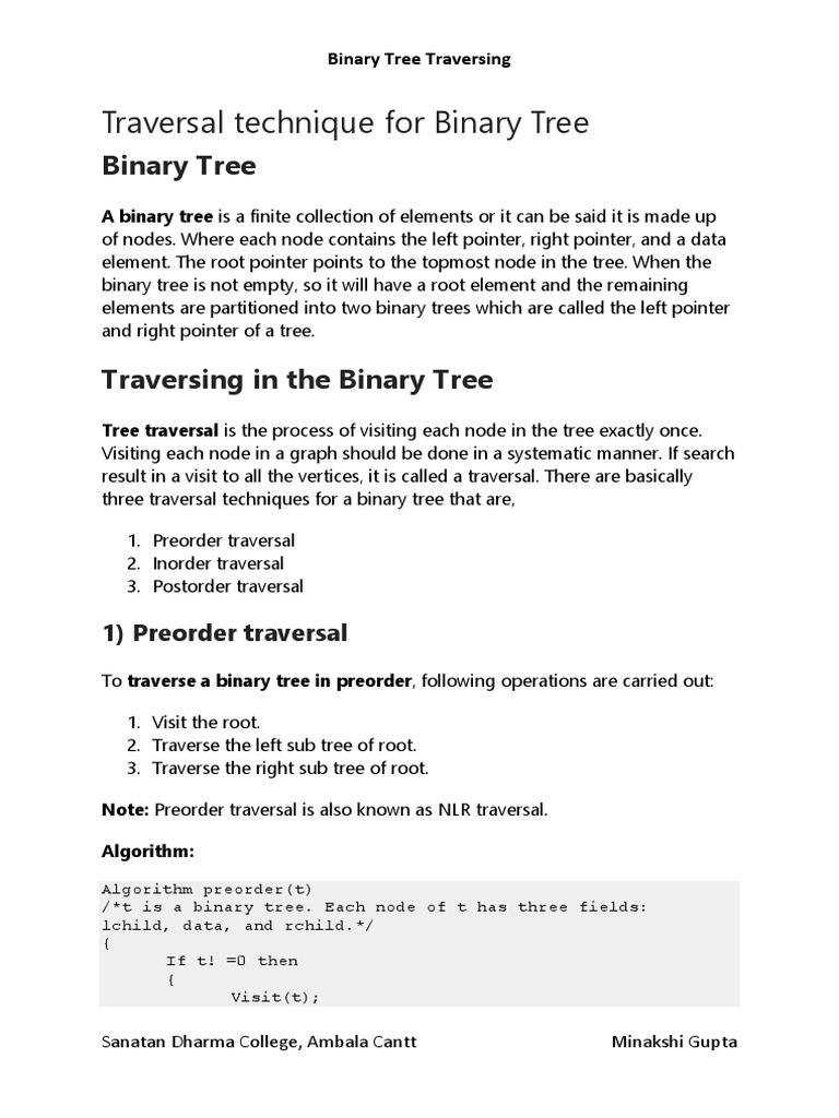Binary Tree Traversal | PDF | Graph Theory | Combinatorics