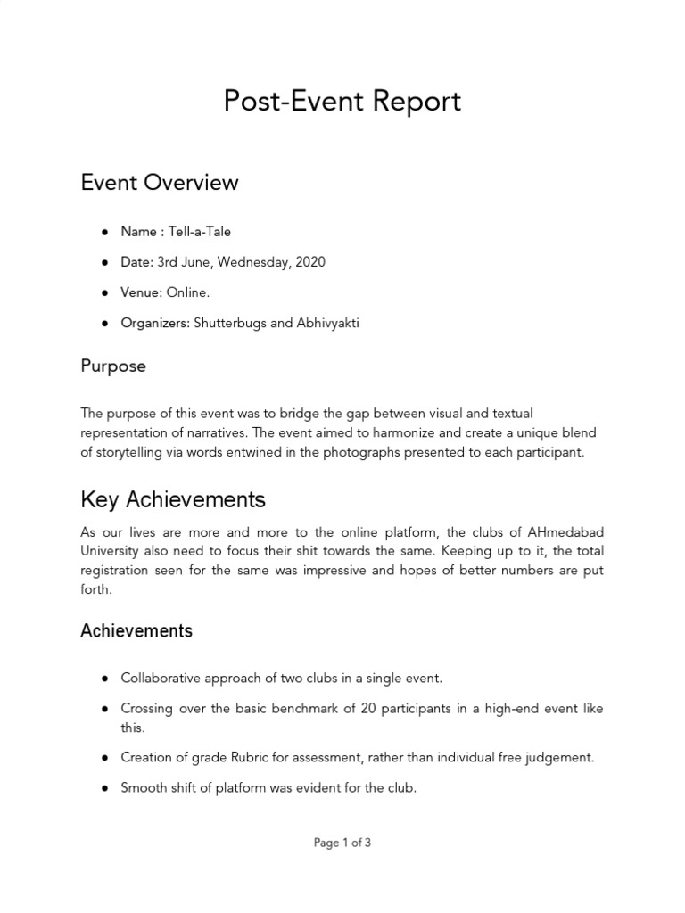 Post-Event Report | PDF | Communication