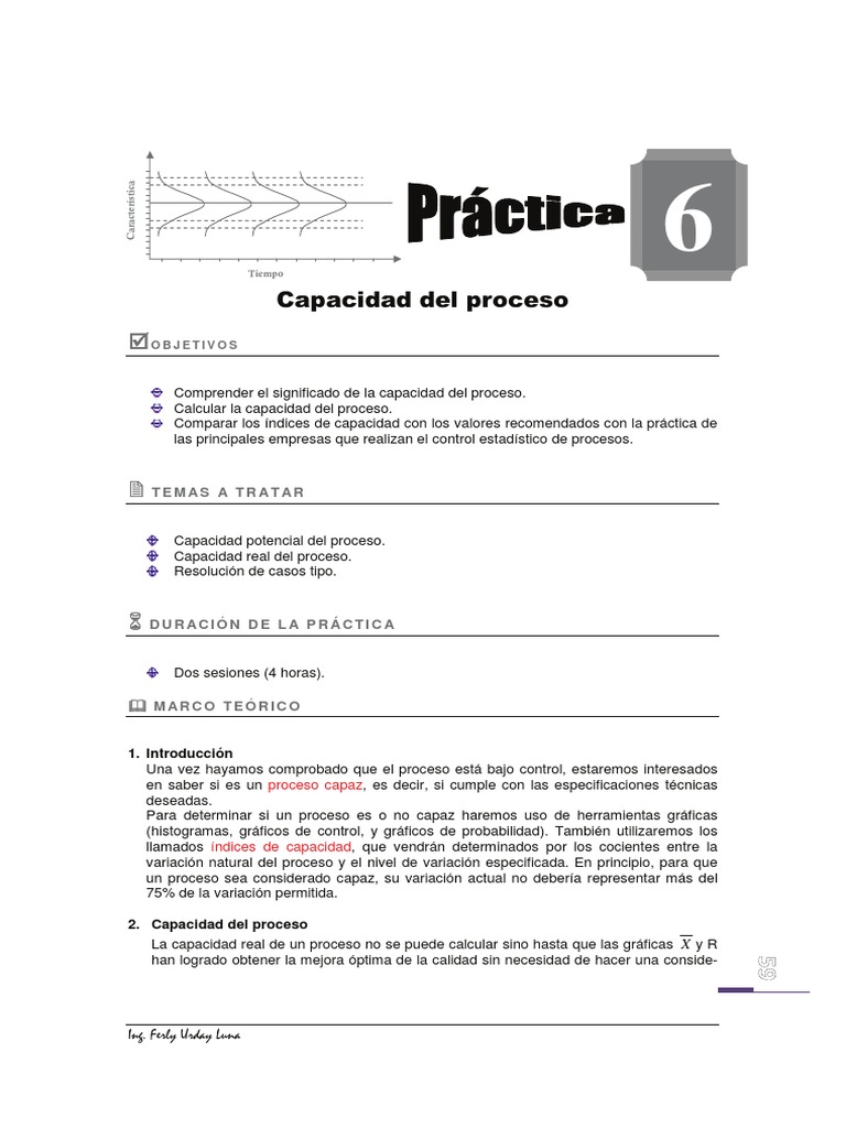Practica #6 - Capacidad Del Proceso PDF | PDF | Desviación Estándar ...