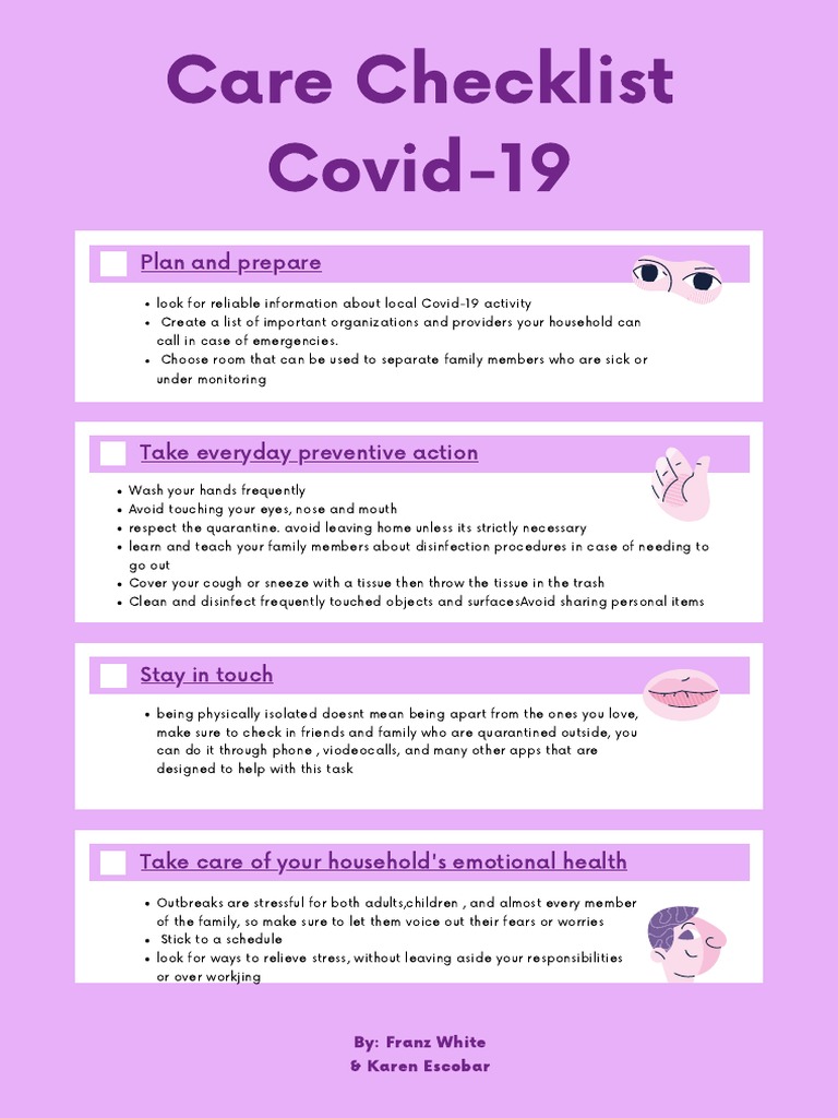 Care Checklist To Prevent Covid-19 | PDF | Wellness