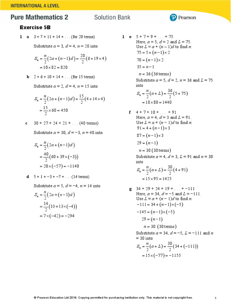 Edexcel IAL P2 Exercise 5B (Solution) | PDF | Teaching Mathematics ...