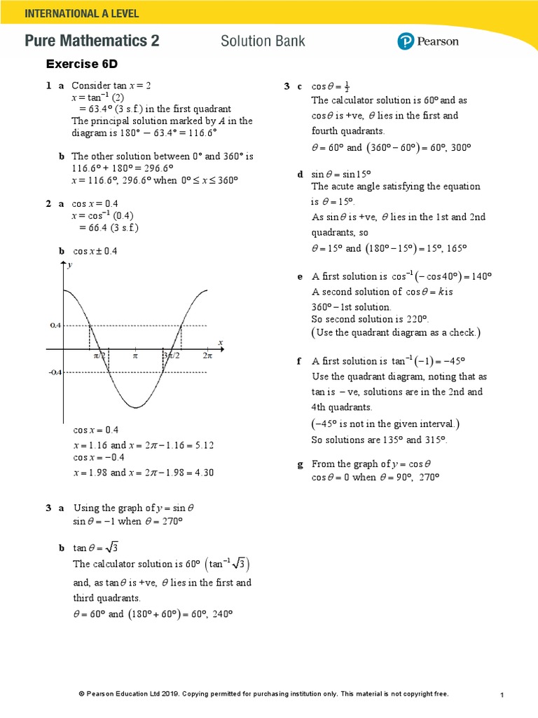 Edexcel IAL P2 Exercise 6D (Solution) | PDF | Teaching Mathematics | Mathematical Analysis