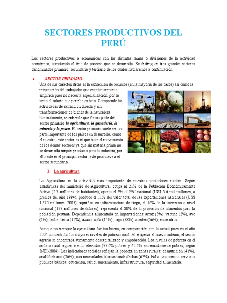 Sectores Productivos Del Peru | PDF | Perú | Industrias