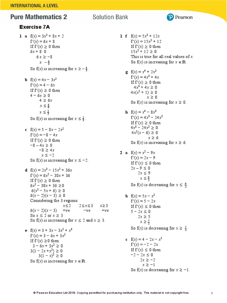 Edexcel IAL P2 Exercise 7A (Solution) | PDF | Copyright Law | Law