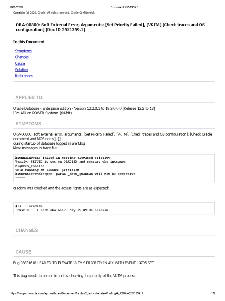 ORA-00800: Soft External Error, Arguments | PDF | Software Bug | Oracle Corporation