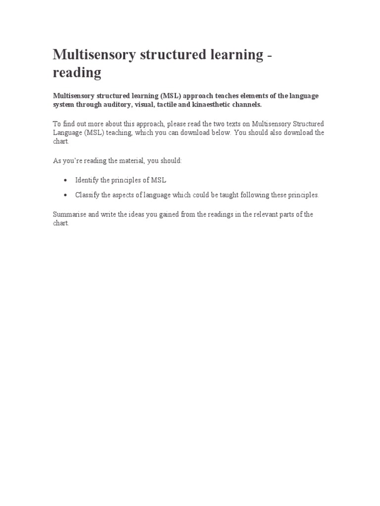 Multisensory Structured Learning Guide | PDF