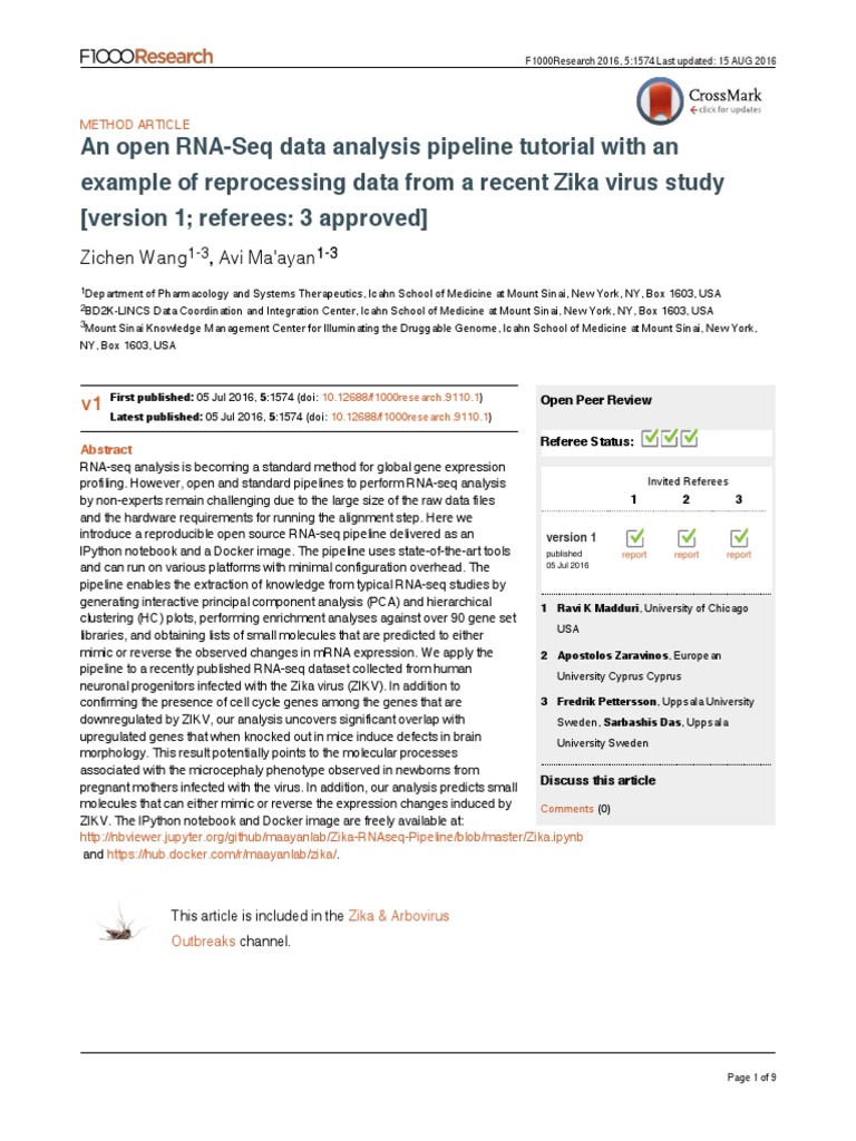 An Open RNA-Seq Data Analysis Pipeline Tutorial With An Example of Reprocessing Data From A ...