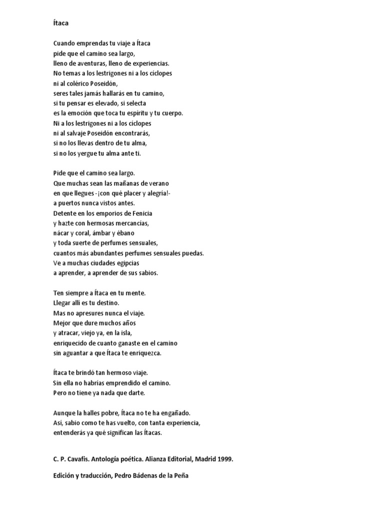 Ítaca Kavafis | PDF