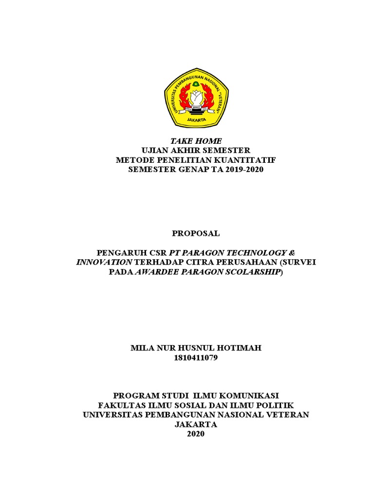 Uas MPK Kuantitatif - Mila Nur Husnul Hotimah - Lokal C PDF | PDF
