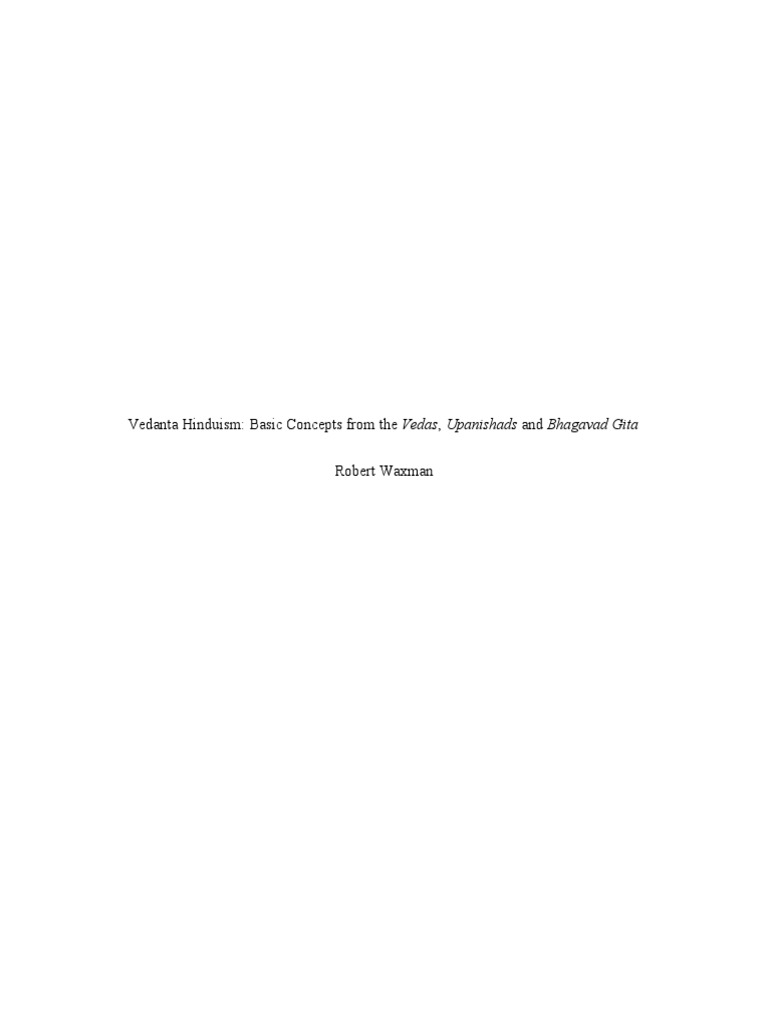 Robert Waxman - Vedanta Hinduism - Basic Concepts From The Vedas ...