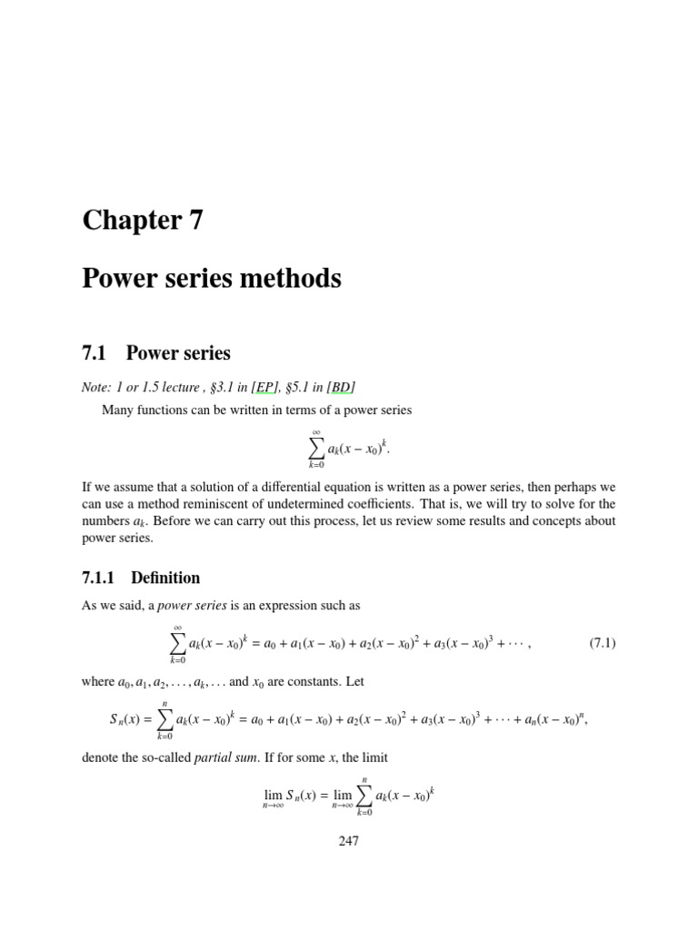 Power Series Method Pdf Power Series Calculus
