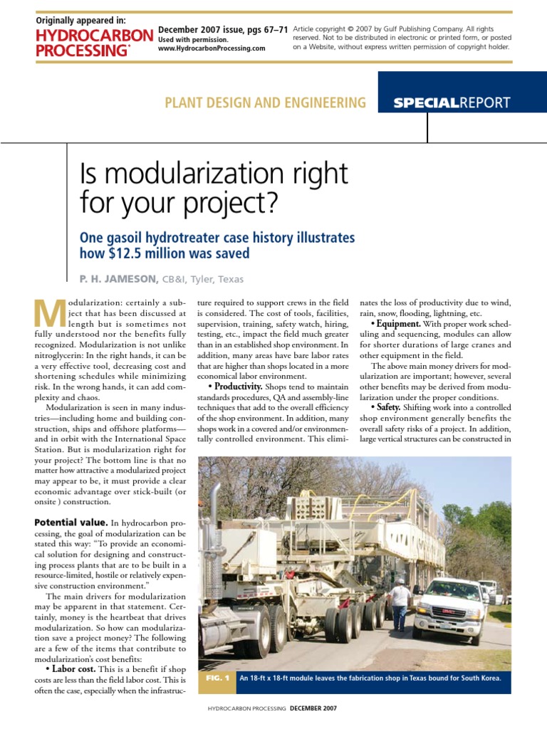 Is Modularization Right For Your Project | PDF | Modularity | Fuel Oil