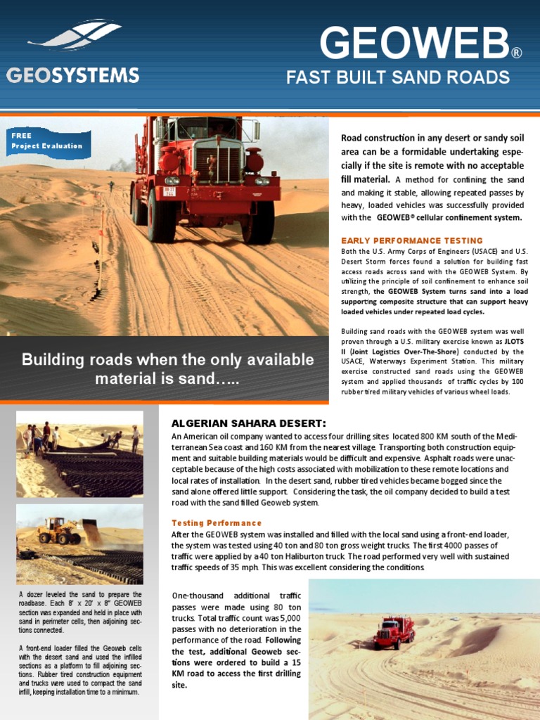 GWLS Geoweb Sand Roads PDF | PDF | Road | Desert