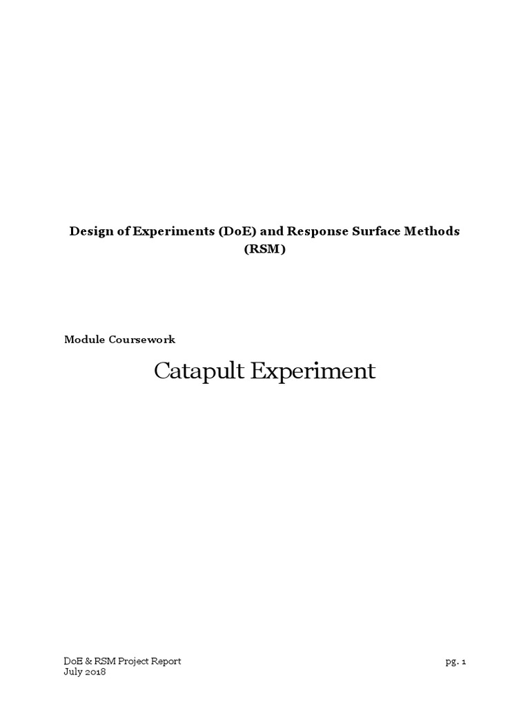 Catapult Experiment: Design of Experiments (Doe) and Response Surface Methods (RSM) | PDF | Type ...