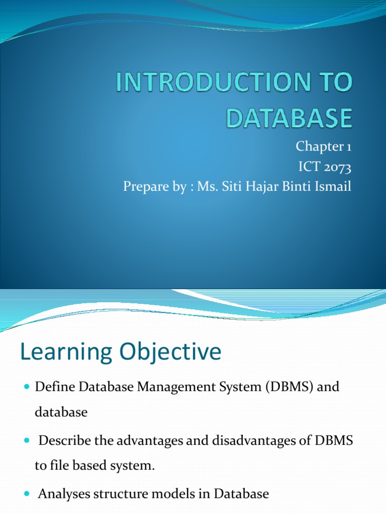 Introduction To Database | PDF | Data Model | Databases