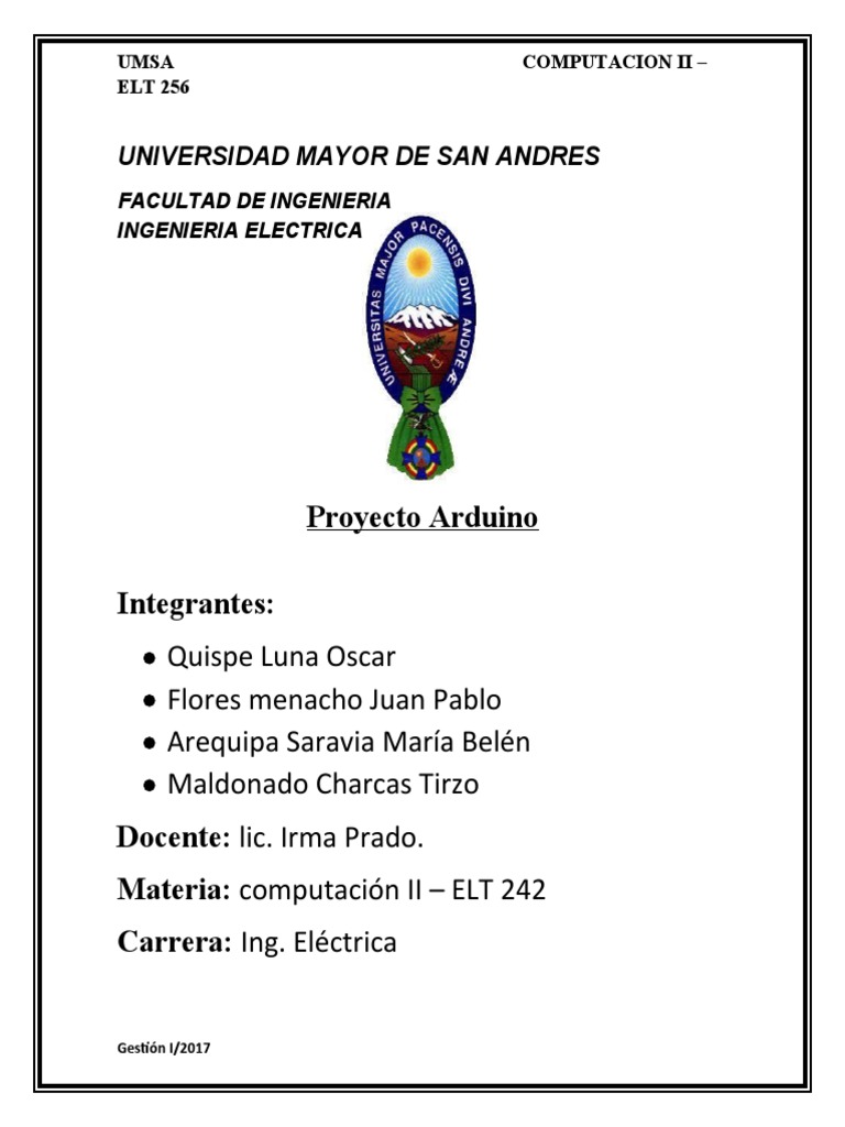 Informe De Arduino Final U Pdf Arduino Ingeniería Informática 