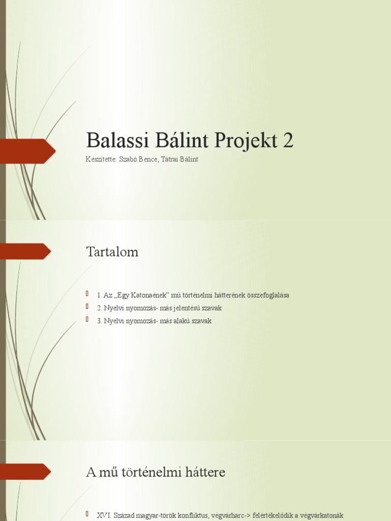 Balassi Bálint Projektmunka 2 | PDF