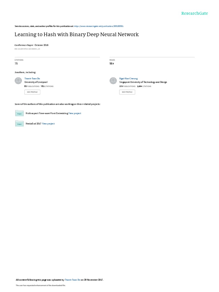 Learning To Hash With Binary Deep Neural Network: October 2016 | Download Free PDF ...