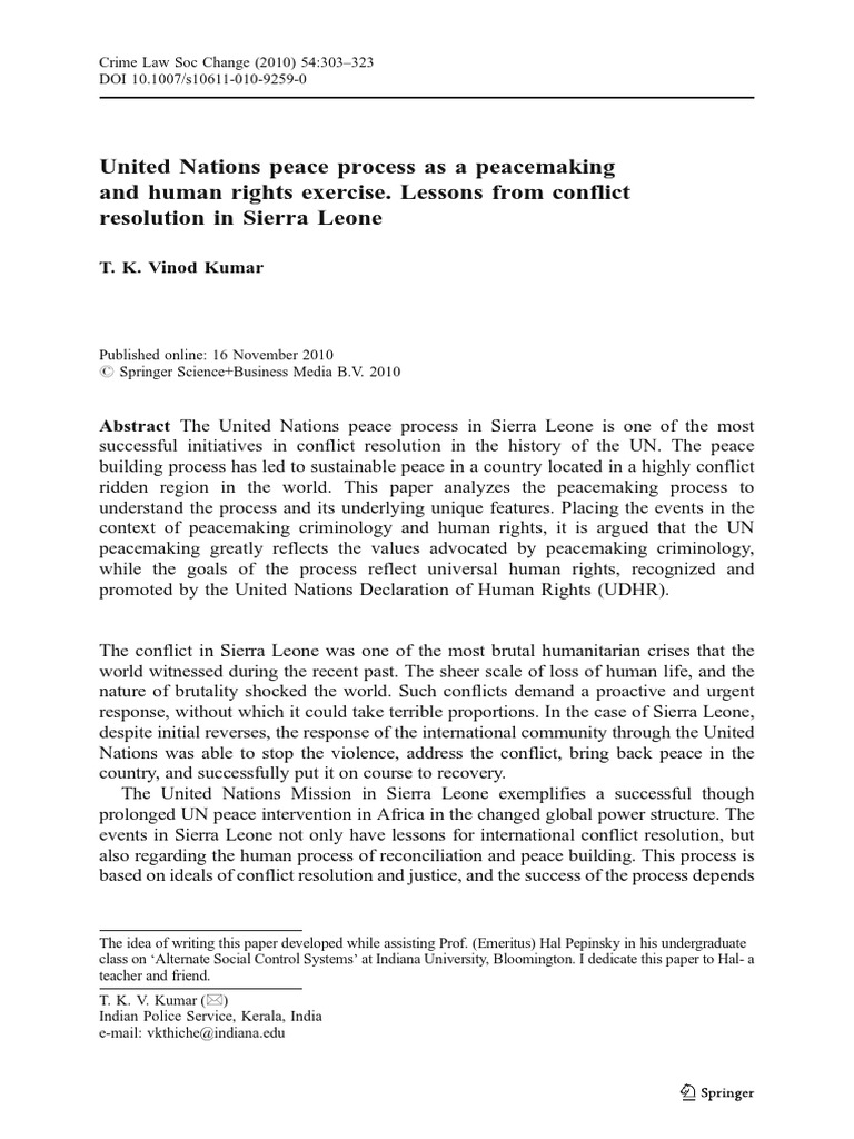 United Nations Peace Process As A Peacemaking and Human Rights Exercise ...
