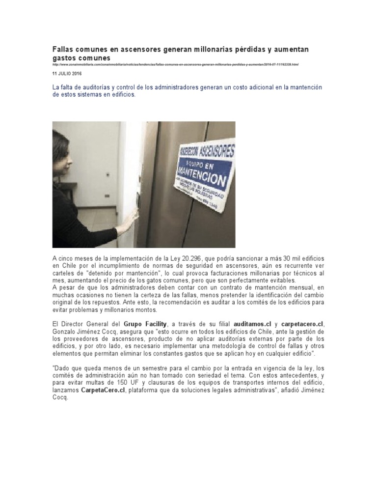 G16 - 07 Fallas Comunes en Ascensores | PDF | Ascensor | Business
