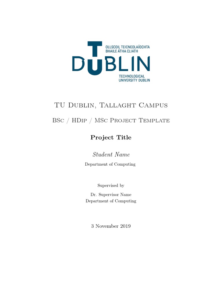 TU Dublin Tallaght MSc Project Template | PDF | Academic Degree ...