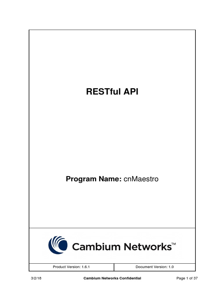 Cnmaestro 1.6.1 RESTful API | PDF | Hypertext Transfer Protocol | Application Programming Interface