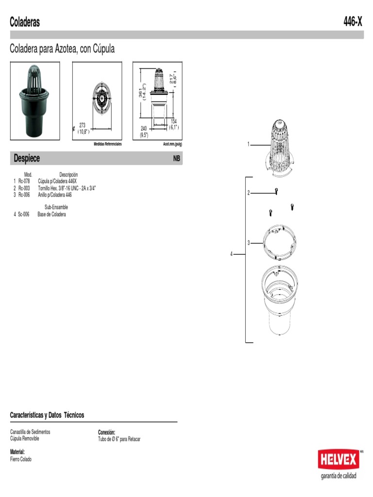 Coladeras: Coladera para Azotea, Con Cúpula | PDF