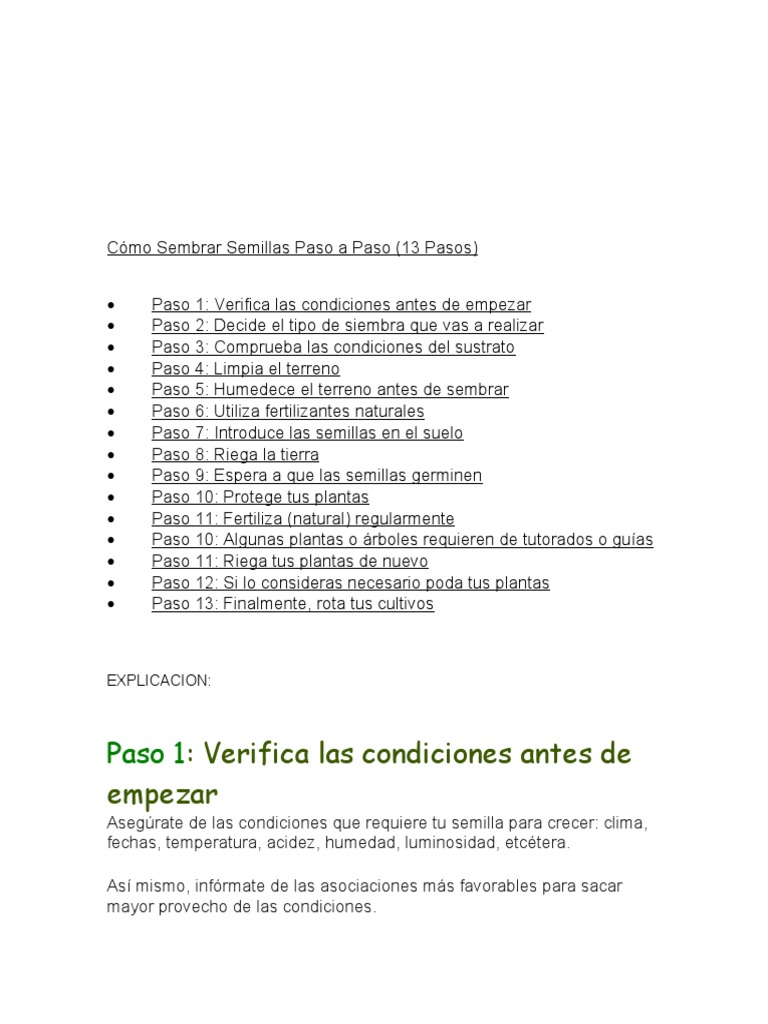 Cómo Sembrar Semillas Paso A Paso | PDF | Siembra | Semilla