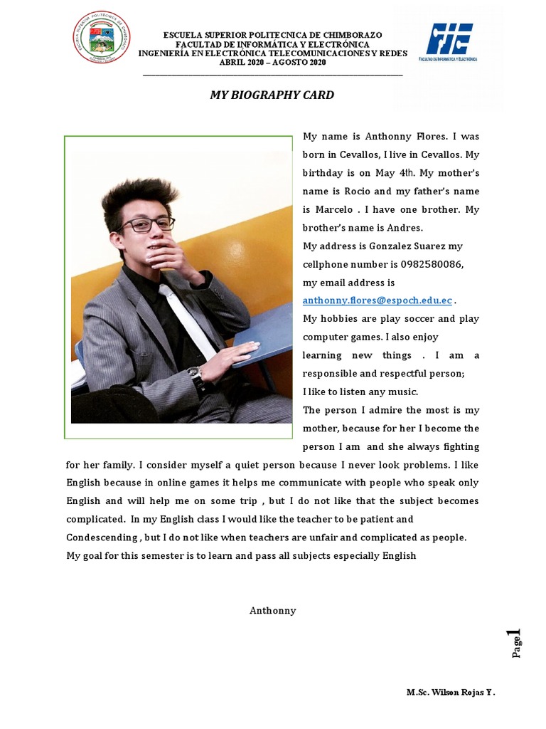 Students Biography Card | PDF