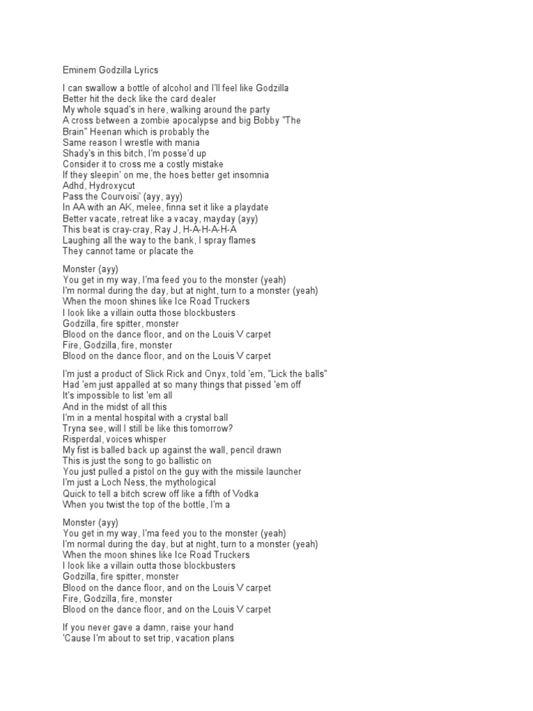 Eminem Godzilla Lyrics | PDF