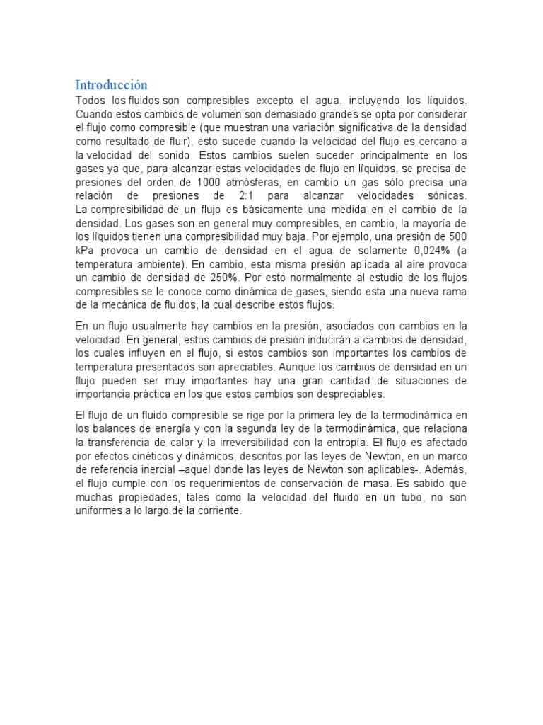 Flujo Compresible Fluidos | PDF | Flujo compresible | Termodinámica