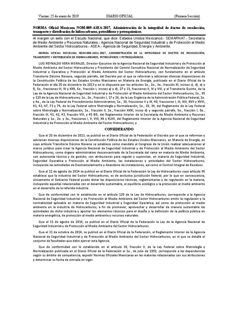 Normas Oficiales Mexicanas Nom-009-Asea-2017 | PDF | Petróleo | México Normas Oficiales Mexicanas Nom-009-Asea-2017 | PDF | Petróleo | México