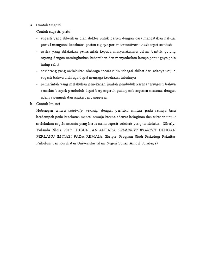Contoh Imitasi Dan Sugesti | PDF
