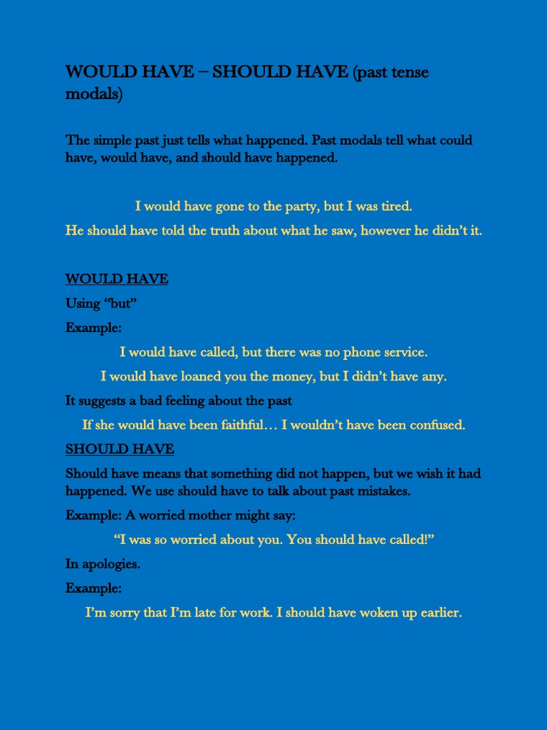 Would Have - Should Have | PDF