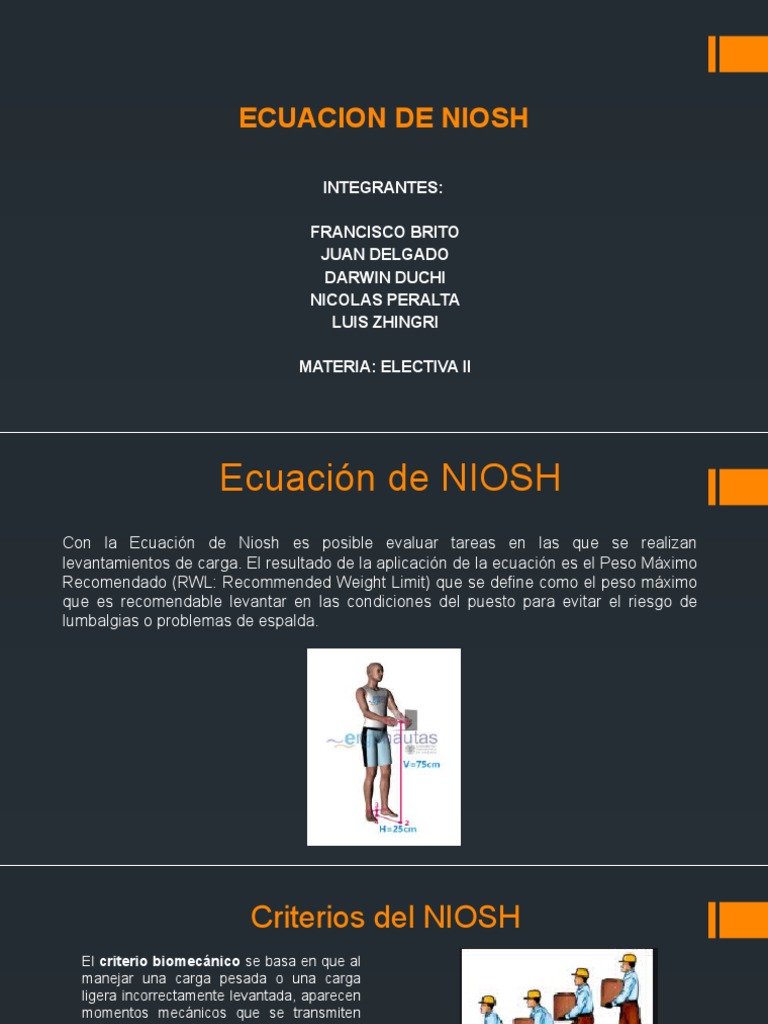 Ecuacion-de-NIOSH - ELECTIVA 2 | PDF | Naturaleza | Bienestar