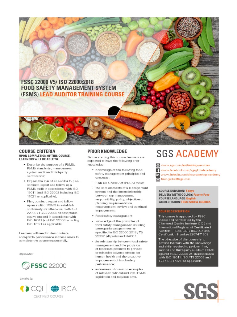 FSSC 22000 v5 Lead Auditor Training Course Flyer EN | Download Free PDF ...